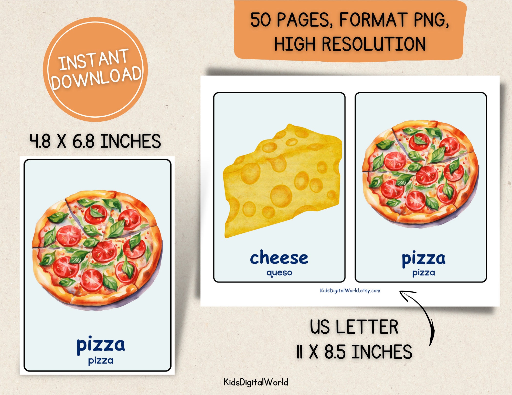 100 First Words Bilingual Flash Cards English and Spanish - Etsy