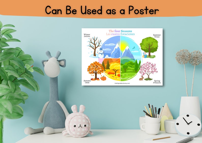 Colorful Season Flash Cards Bilingual Seasons Flashcards Matching Cards ...