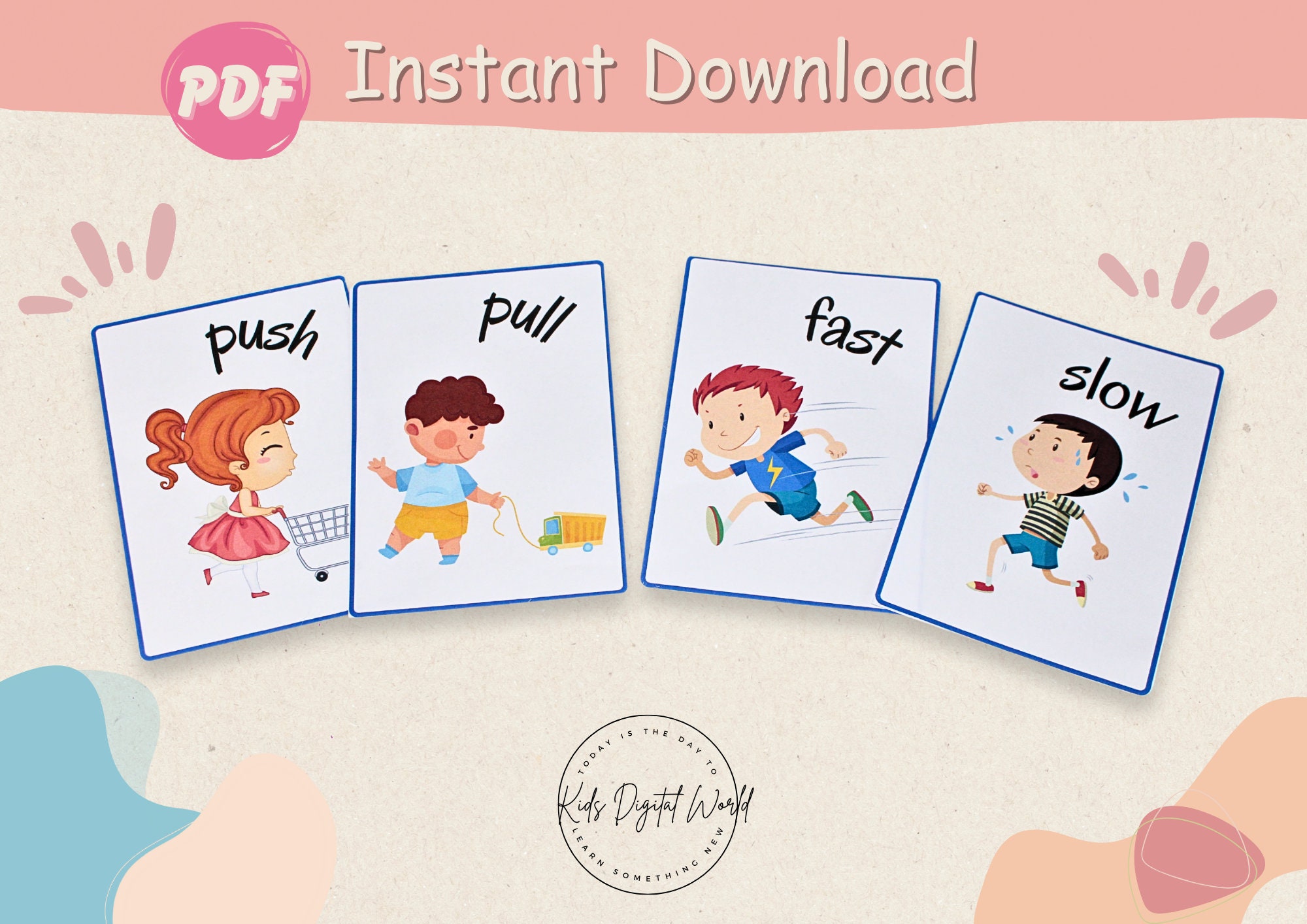 Opposites Flashcards for Kids: 20 Vocabulary Words (digital Download ...