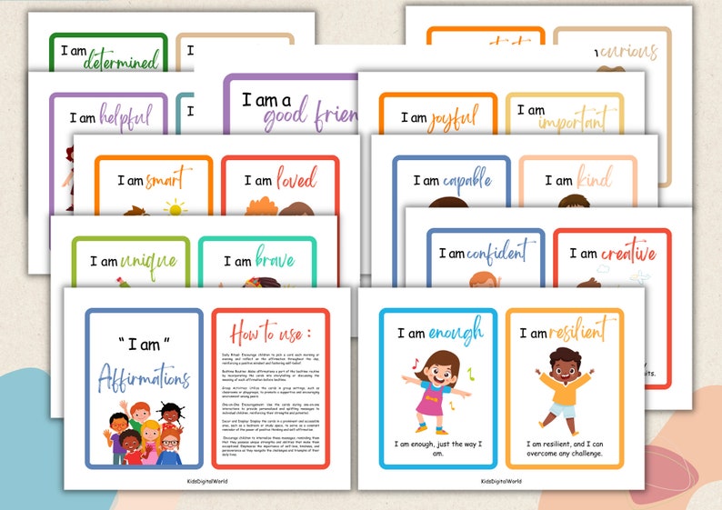 20 Positive Affirmation Flashcards, Montessori Flashcards, Educational ...