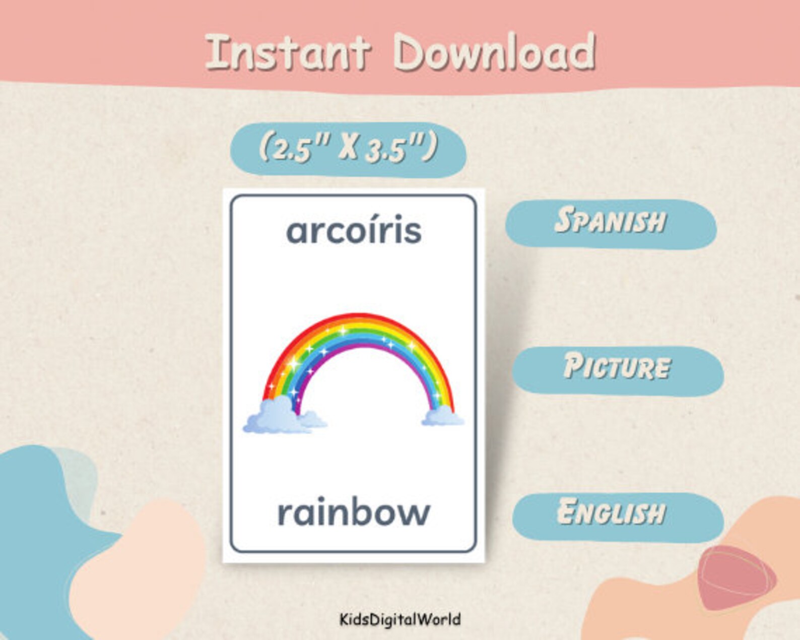 Bilingual Weather Flashcards 16 Colorful Weather Cards Educational ...