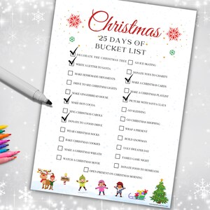 Christmas Bucket List Printable, Christmas Activity Checklist, Winter ...