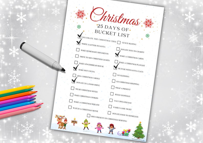 Christmas Bucket List Printable, Christmas Activity Checklist, Winter ...