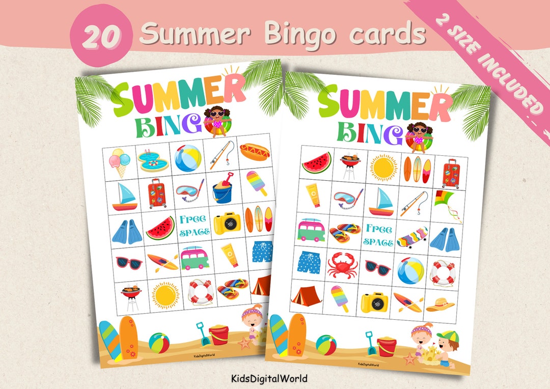 20 Summer Bingo Game | Colorful Games for Kids | Summer Party Games ...