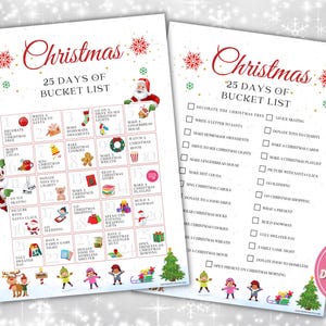 Christmas Bucket List Printable, Christmas Activity Checklist, Winter ...