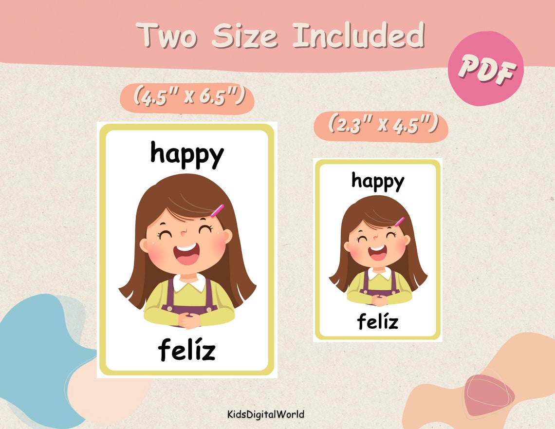 Bilingual Emotion Flashcards: English-spanish Learning (PDF) - Etsy