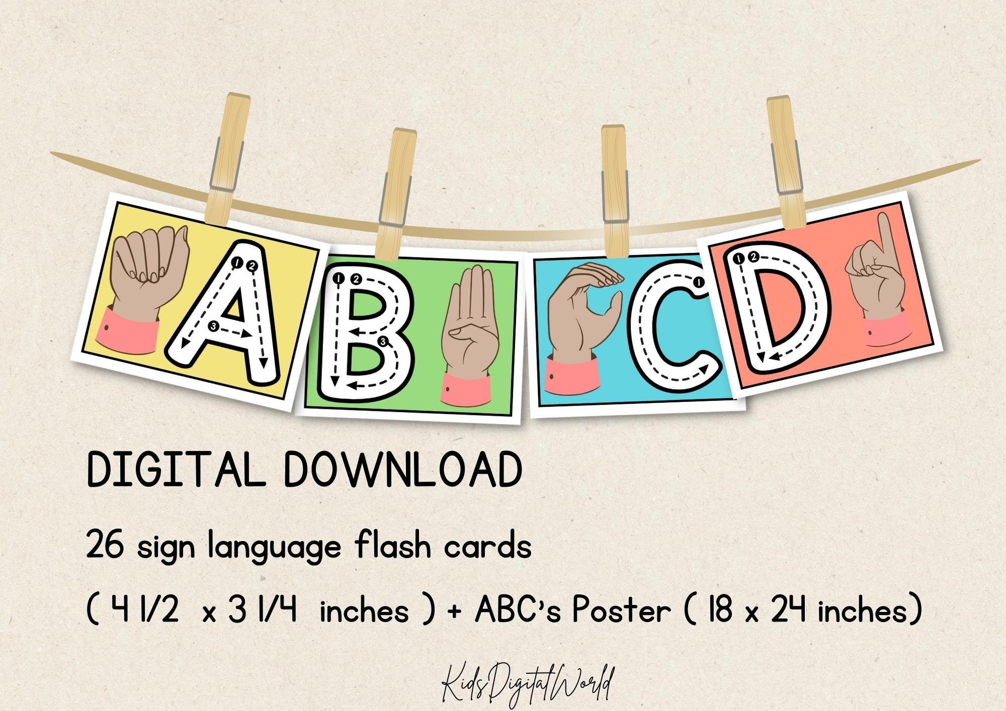 Colorful Sign Language Flash Card ASL Alphabet Card - Etsy