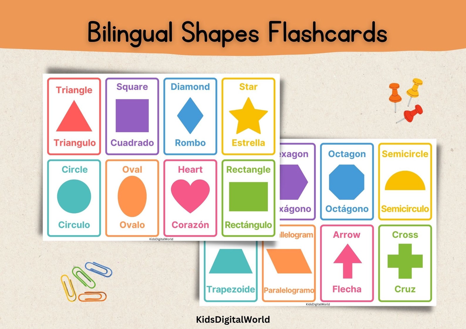 Bilingual Shapes Flashcards: Montessori Homeschool Printable (PDF) - Etsy