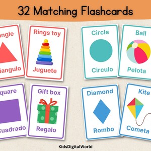 Bilingual Shapes Flashcards: Montessori Homeschool Printable (PDF) - Etsy