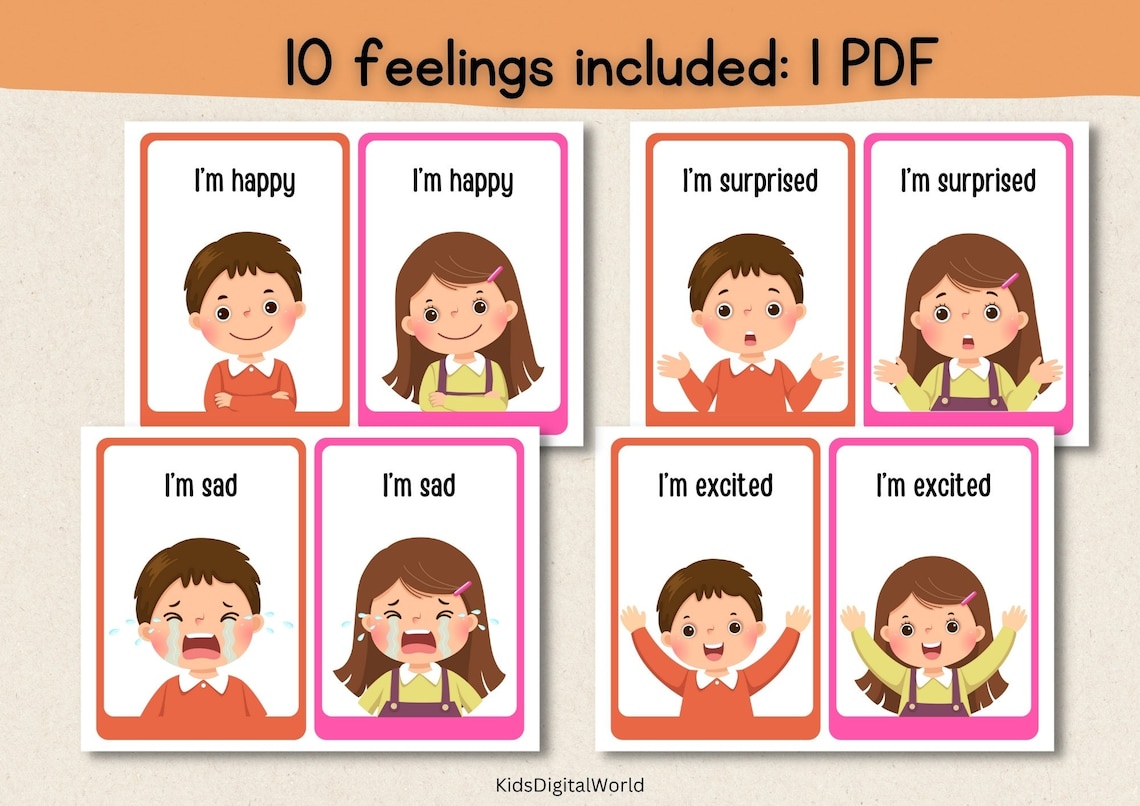 Feelings and Emotions Toddler Flash Cards Emotion Flashcards ...