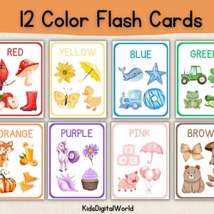 Watercolor Colors Flash Cards Colorful Flashcards - Etsy