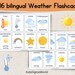 Bilingual Weather Flashcards 16 Colorful Weather Cards - Etsy