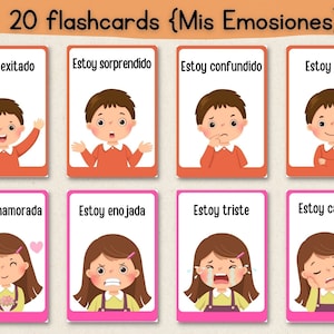 Spanish Feelings and Emotions Toddler Flash Cards Emotion Flashcards ...