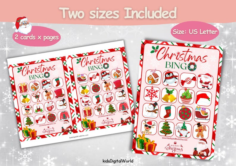 25 Christmas Bingo Cards, Family Christmas Party Game, Christmas ...