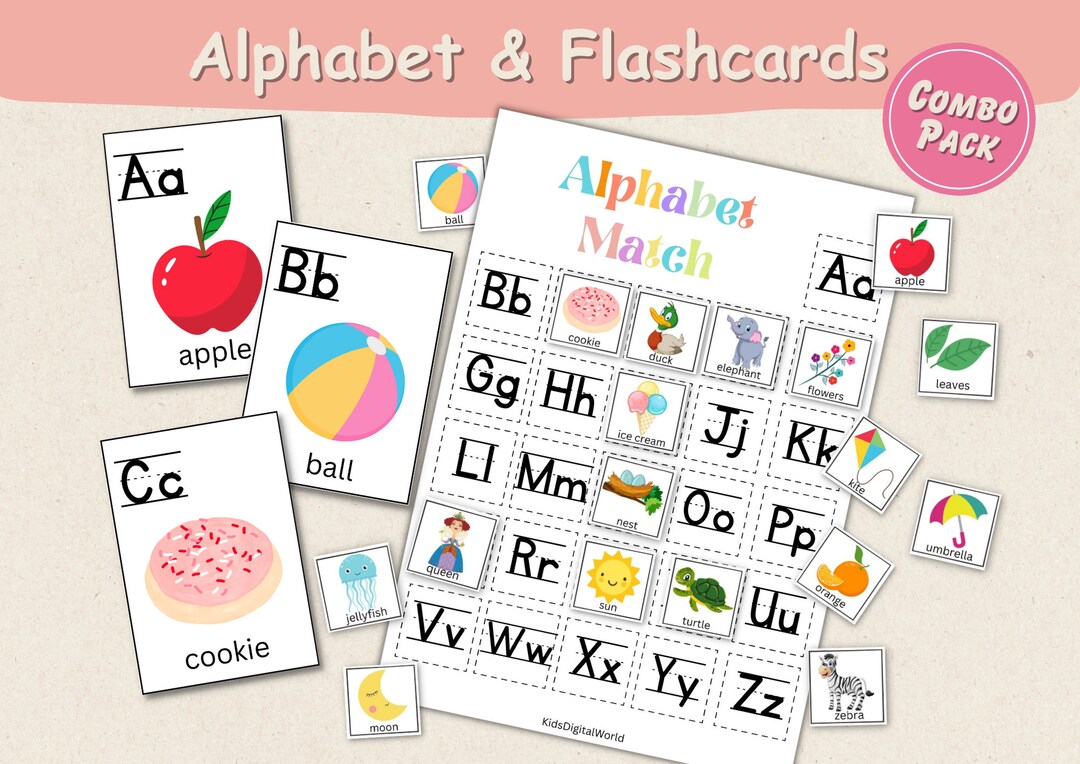 Colorful ABC Matching Cards: Toddler Alphabet Flashcards (digital ...