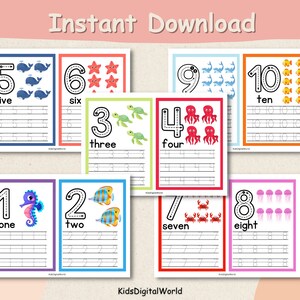 Tracing Flashcards, 1-10 Tracing Numbers, Counting Cards, Kindergarten ...