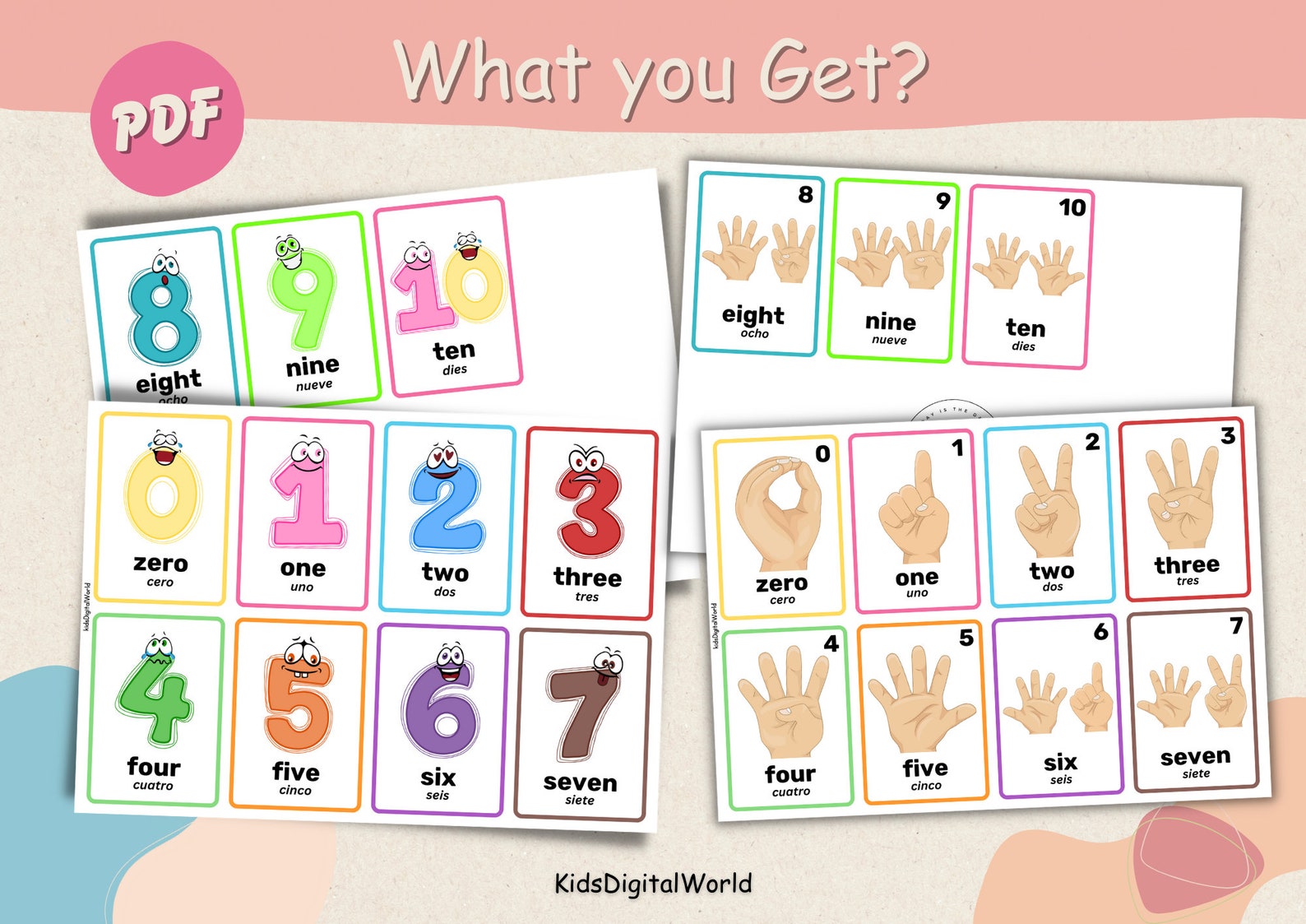 Colorful Bilingual Number Flash Cards: Counting 0-10 (PDF) - Etsy