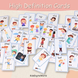 Opposites Flashcards for Kids: 20 Vocabulary Words (digital Download ...