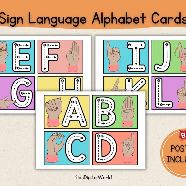 Sign Language Flash Cards - Etsy