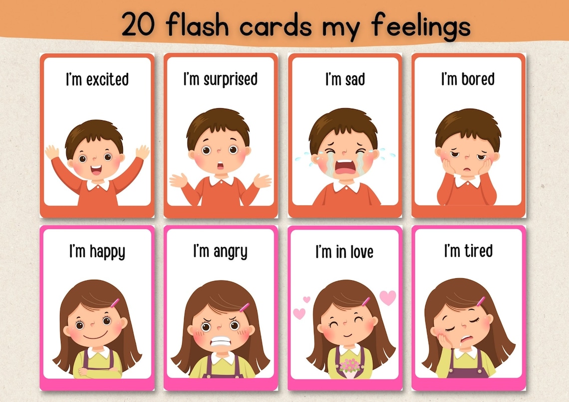Feelings and Emotions Toddler Flash Cards Emotion Flashcards ...