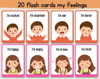 24 Tarjetas de emociones imprimibles digitales en PDF - Etsy España