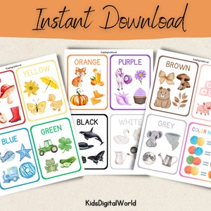 Watercolor Colors Flash Cards Colorful Flashcards - Etsy