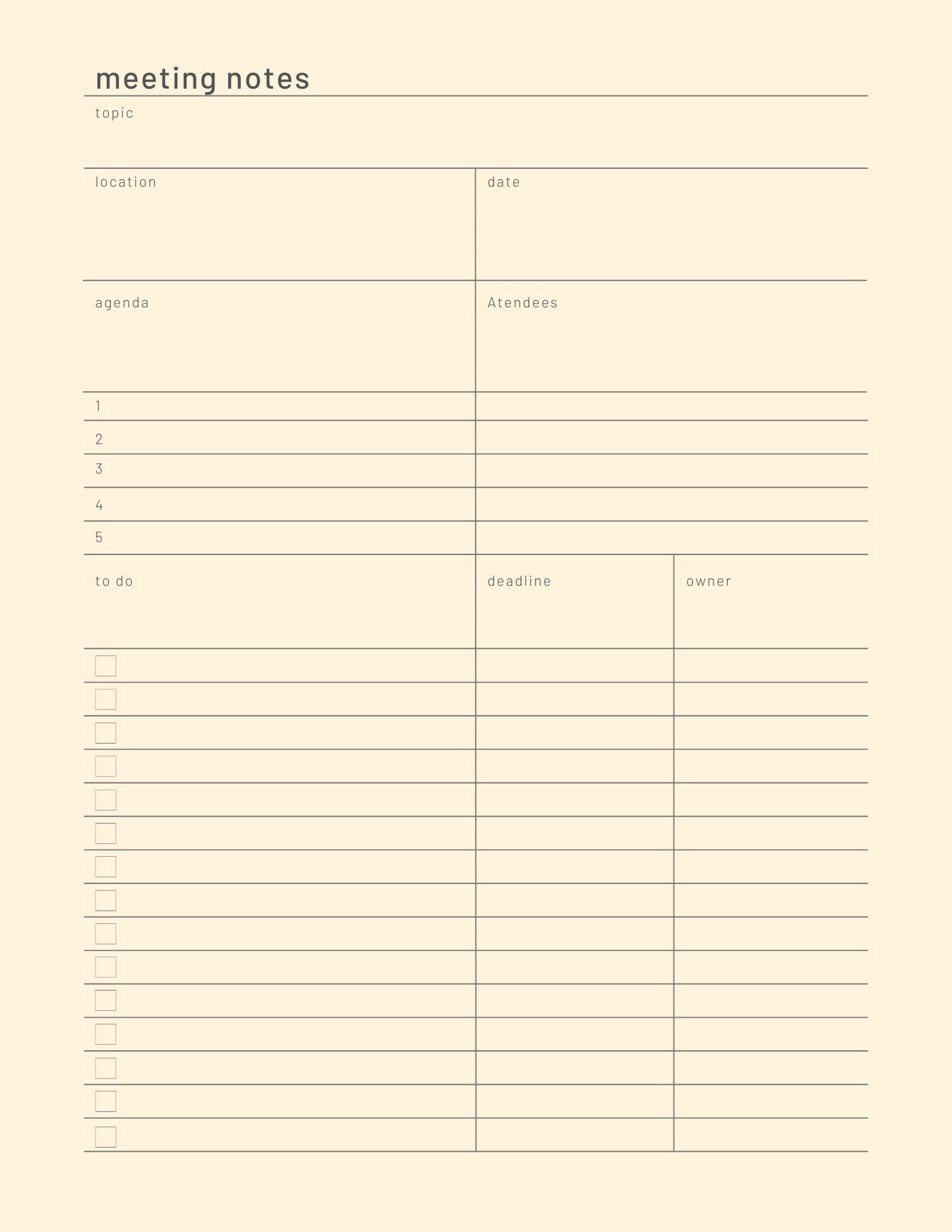 Meeting Minutes US Letter Printable, Meeting Notes Template, Digital ...