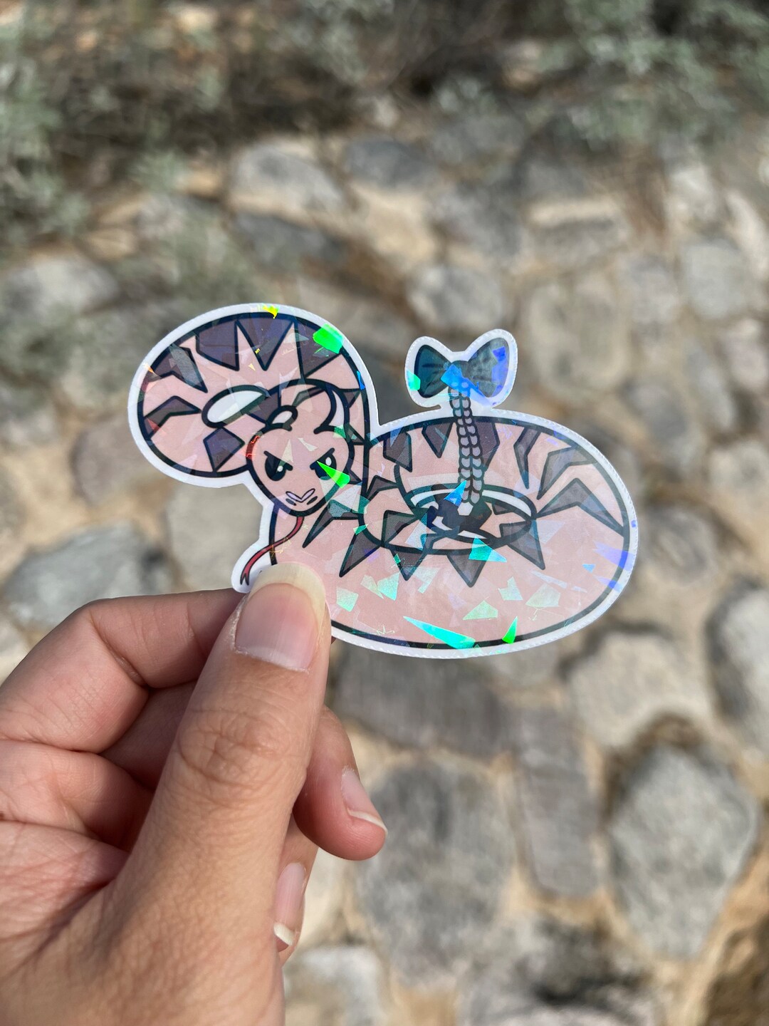 Grumpy Bow-tail Holographic Rattlesnake Vinyl Sticker Grumpy Animal ...