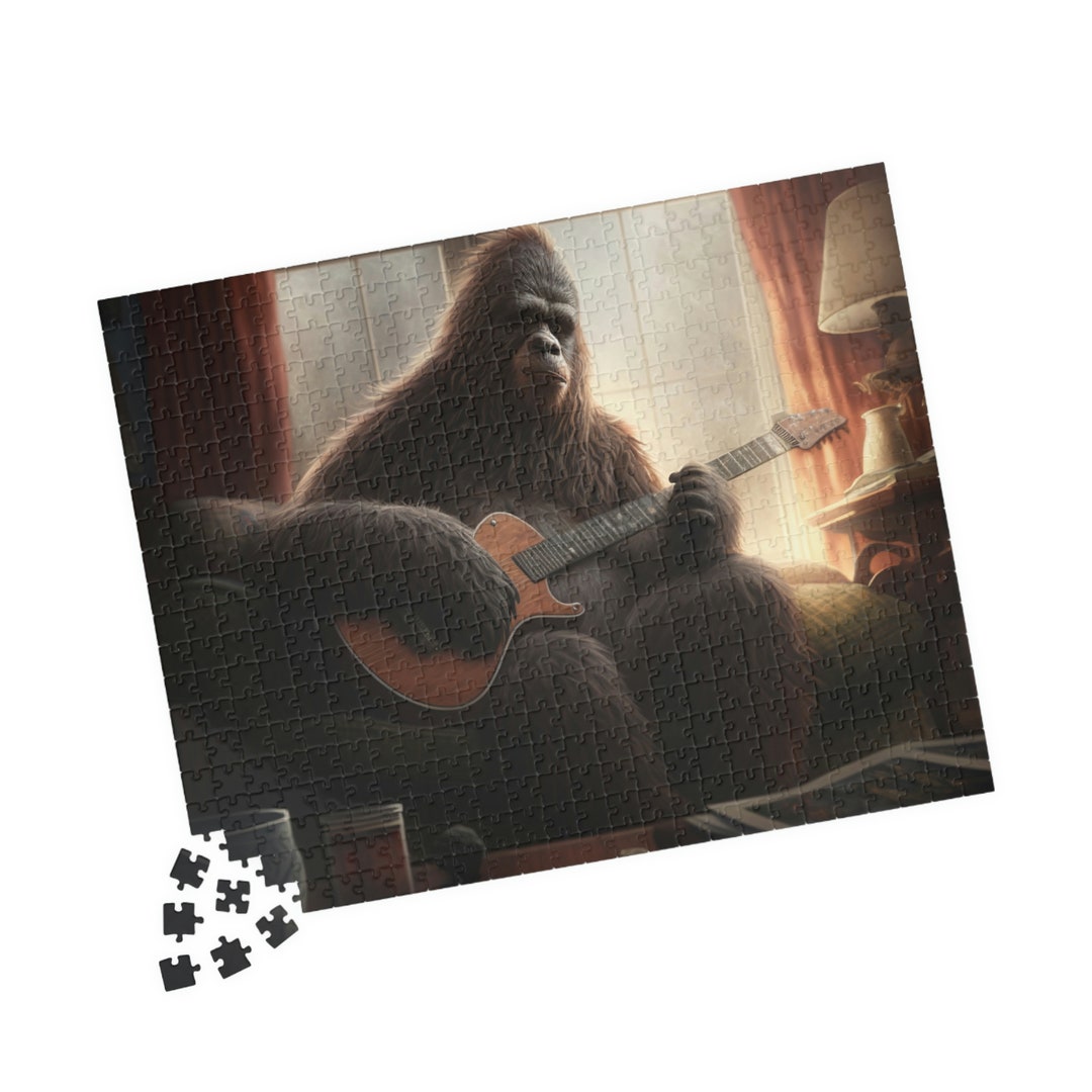 Bigfoot Playing Guitar Puzzle, Jigsaw Puzzle, Family Friendly Puzzle ...