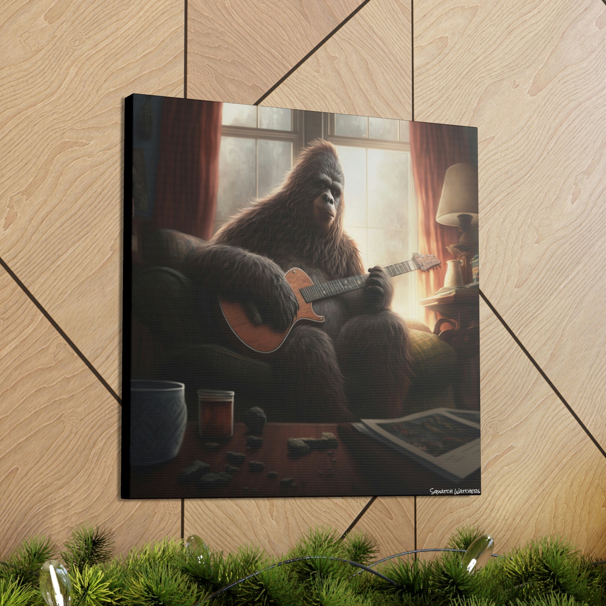 Bigfoot Playing Guitar, Bigfoot Canvas Wall Art, Canvas Photo Print ...