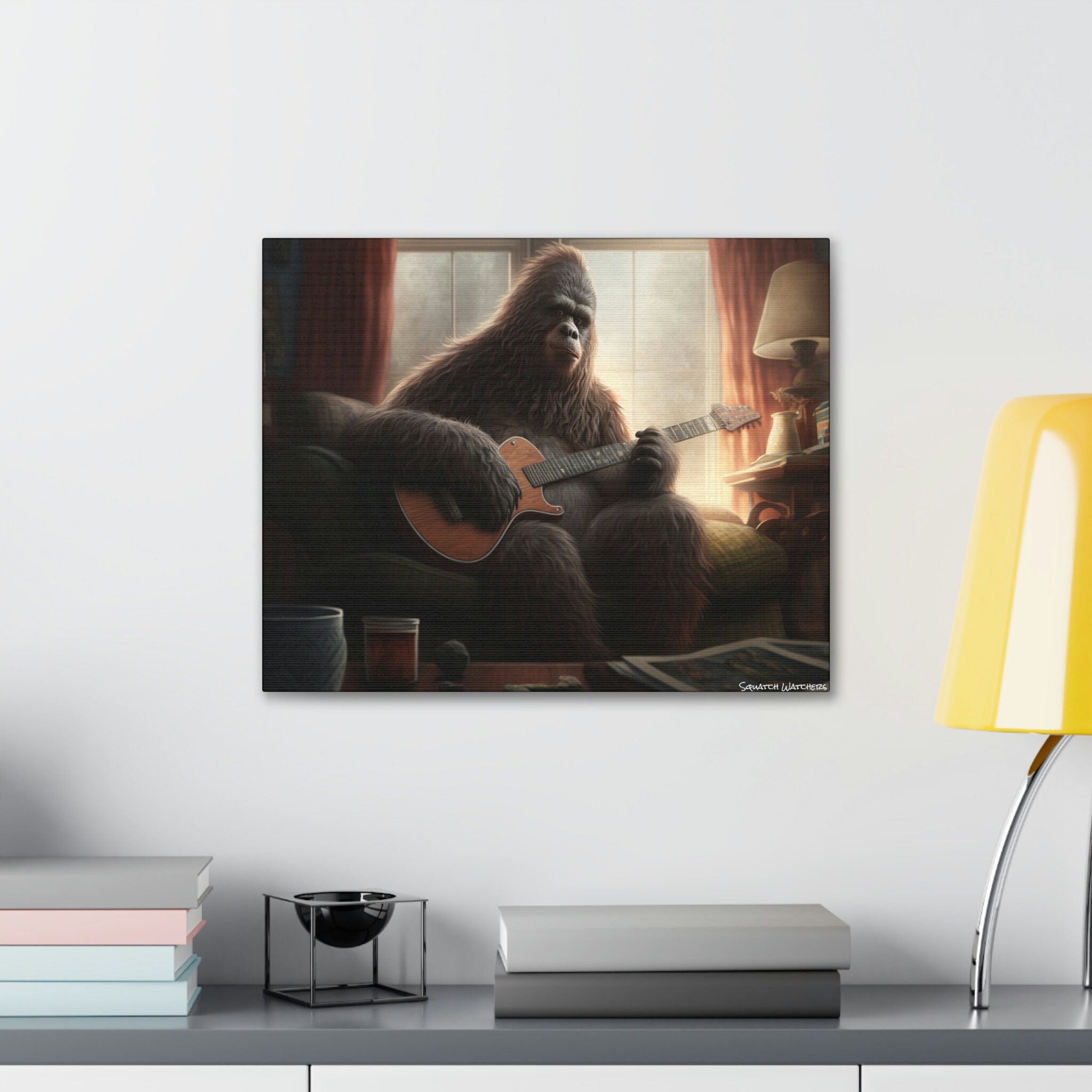 Bigfoot Playing Guitar, Bigfoot Canvas Wall Art, Canvas Photo Print ...