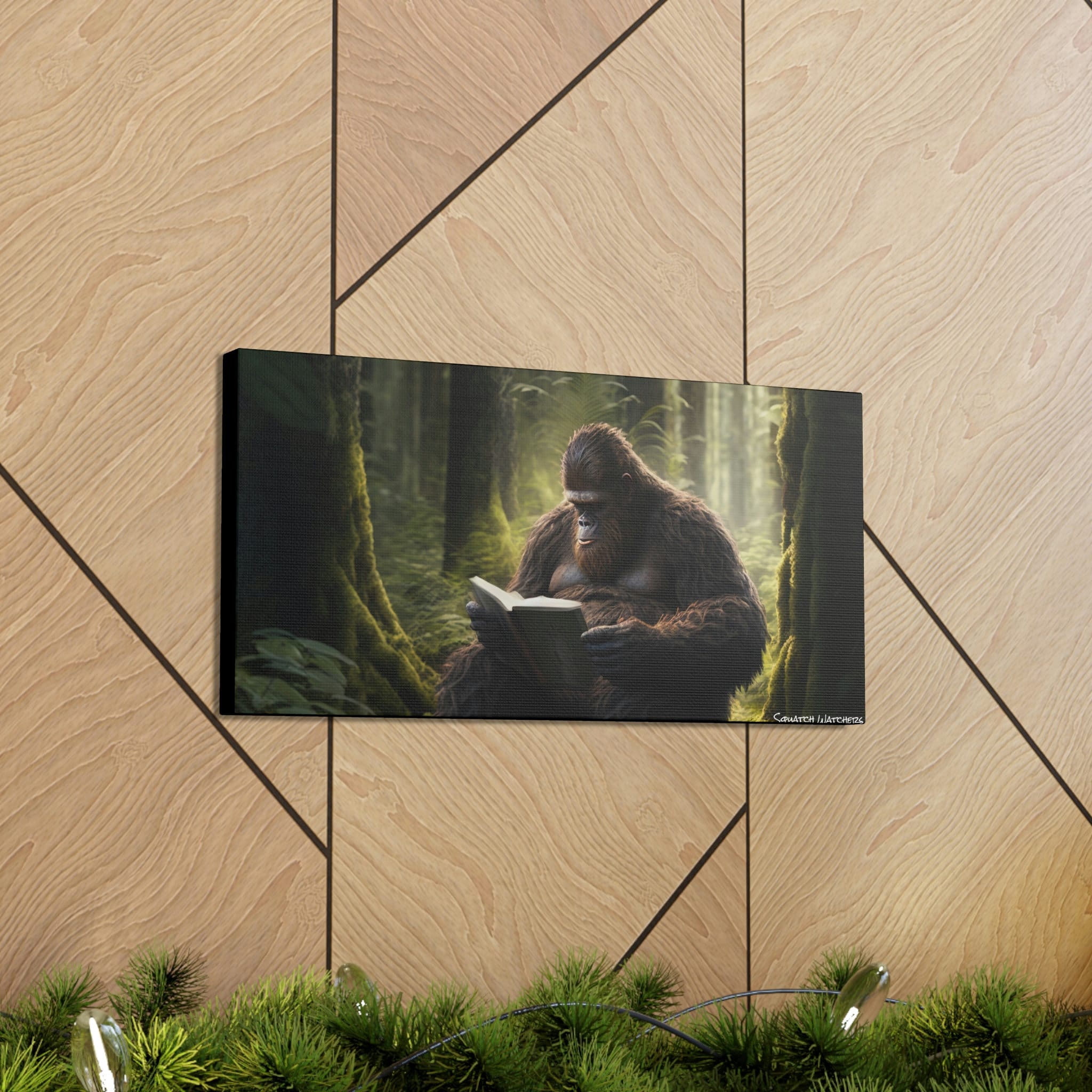Bigfoot Reading a Book, Bigfoot Canvas Wall Art, Canvas Photo Print ...