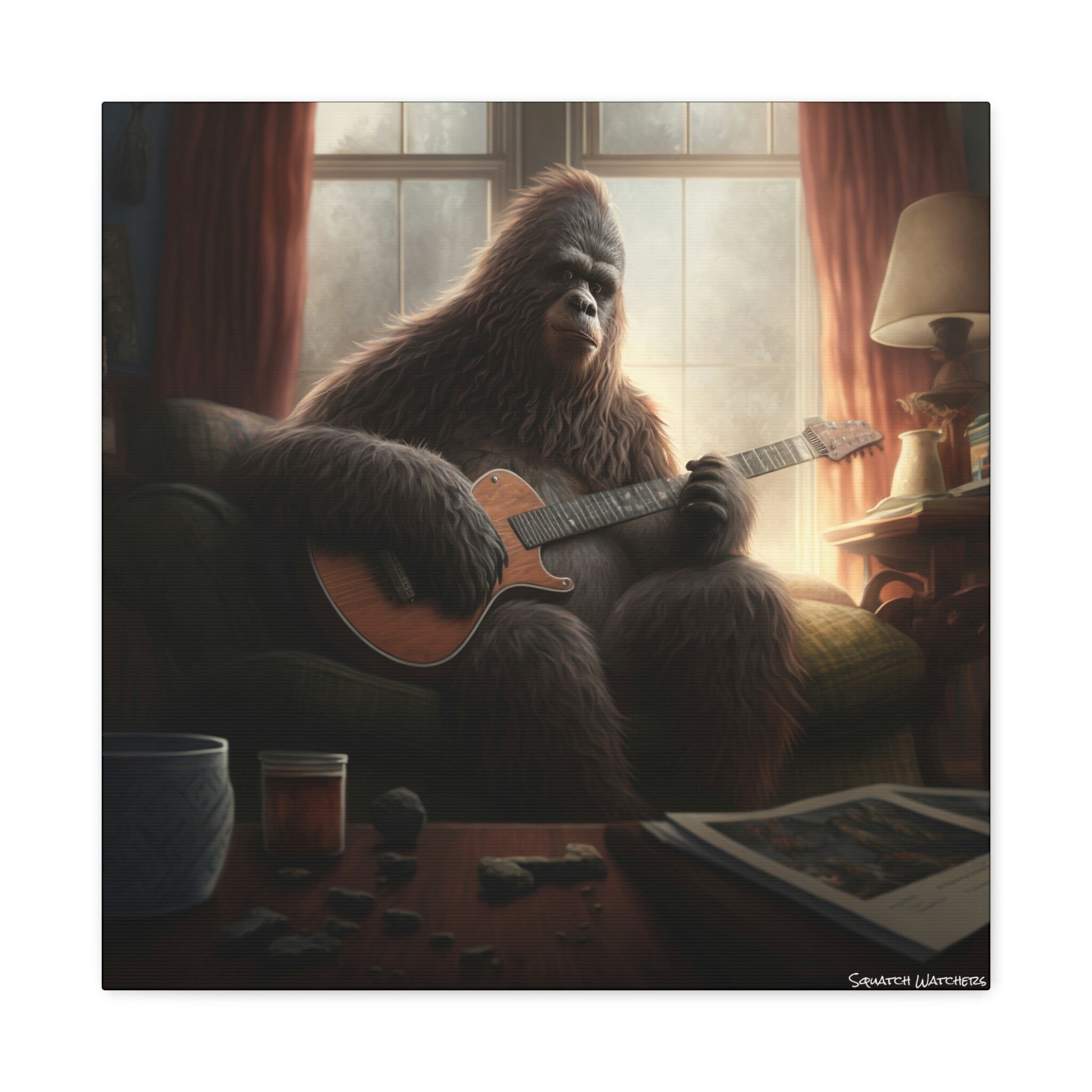 Bigfoot Playing Guitar, Bigfoot Canvas Wall Art, Canvas Photo Print ...