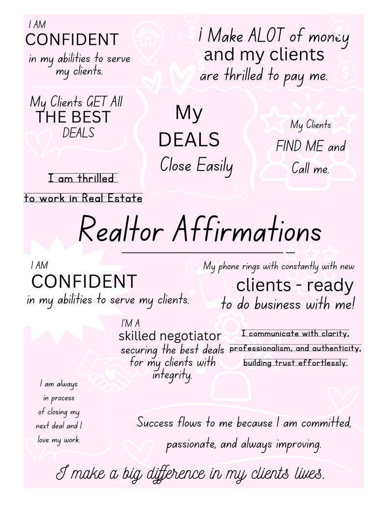 Realtor Daily Affirmations Printable Wall Art Affirmation Poster ...