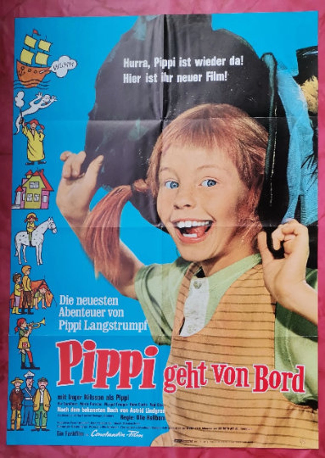 Pippi Goes on Board, Inger Nilsson, Astrid Lindgren, Movie Poster 1969 ...