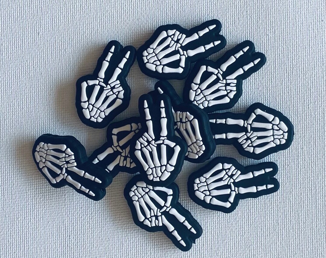Skeleton Hand Peace Beadskelton Peace Sign Silicone Beadpeace Sign ...