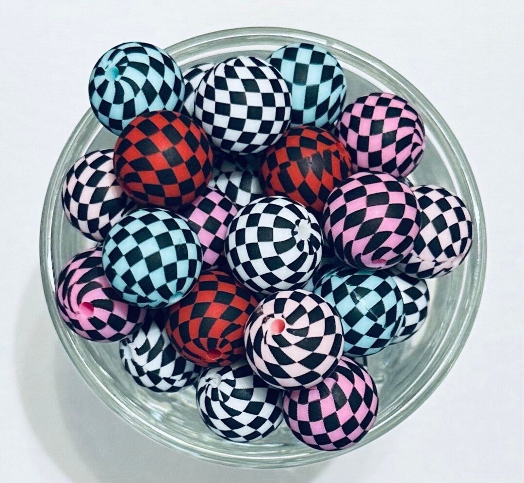 15mm Silicone Beadsnew Design Checkered Round Silicone Beadscheckered ...