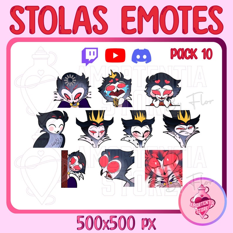 Stolas Emotes Pack/ PNG/ Emotes/ Streamer/ Helluvaboss/ Twitch/ Discord ...