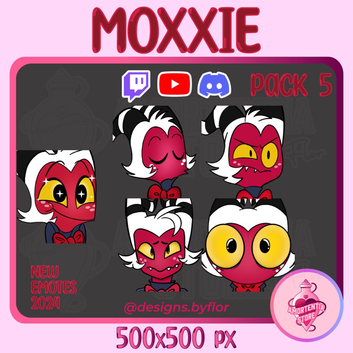 Moxxie Emotes/ Helluva Boss Series/ Moxxie/ Red/ PNG/ Twitch/ Discord ...