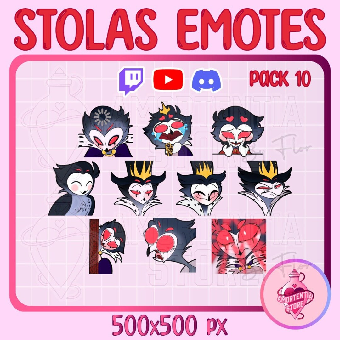 Stolas Emotes Pack/ PNG/ Emotes/ Streamer/ Helluvaboss/ Twitch/ Discord ...