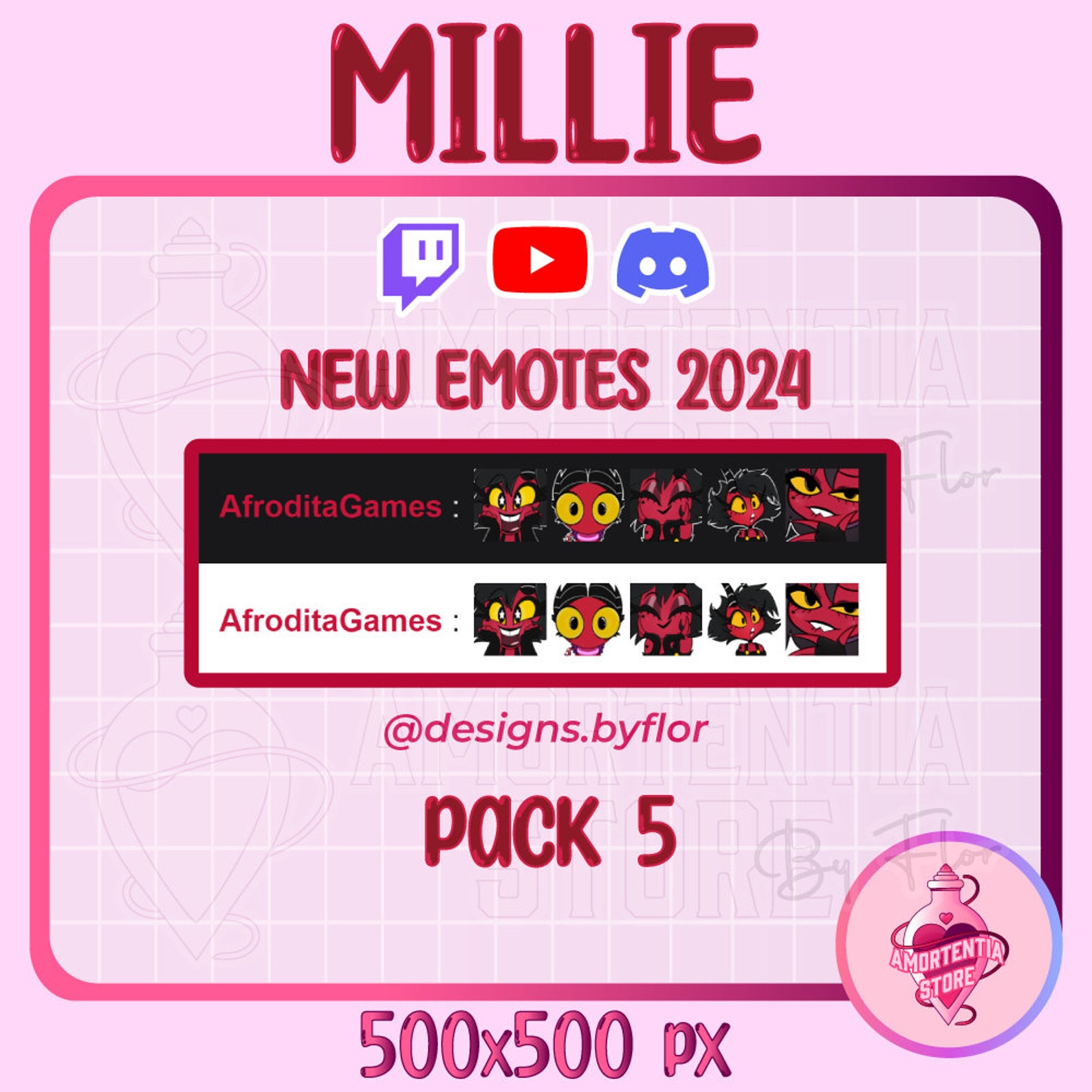 Millie Emotes/ Helluva Boss Series/ Millie/ Red/ PNG/ Twitch/ Discord ...