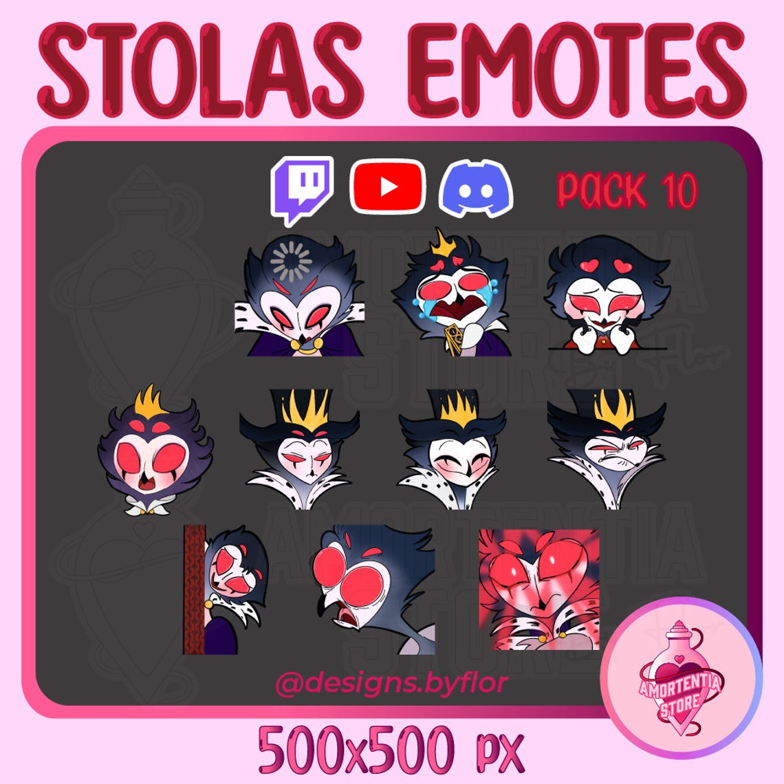 Stolas Emotes Pack/ PNG/ Emotes/ Streamer/ Helluvaboss/ Twitch/ Discord ...