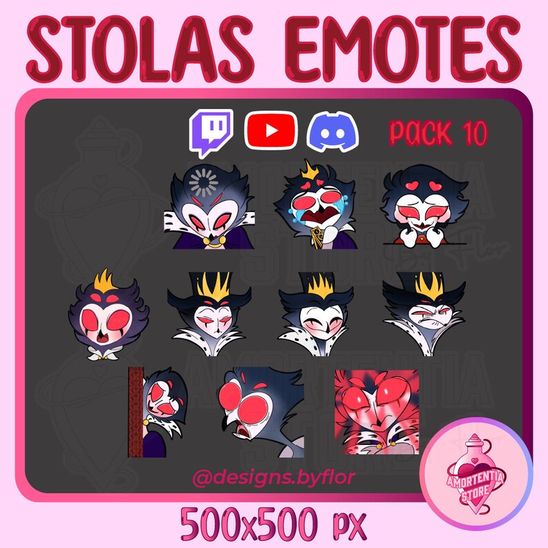 Stolas Emotes Pack/ PNG/ Emotes/ Streamer/ Helluvaboss/ Twitch/ Discord ...