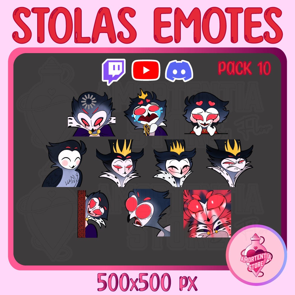 Stolas Emotes Pack/ PNG/ Emotes/ Streamer/ Helluvaboss/ Twitch/ Discord ...