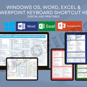 Bundle Microsoft Windows + Word + Excel + Powerpoint Keyboard Shortcuts ...
