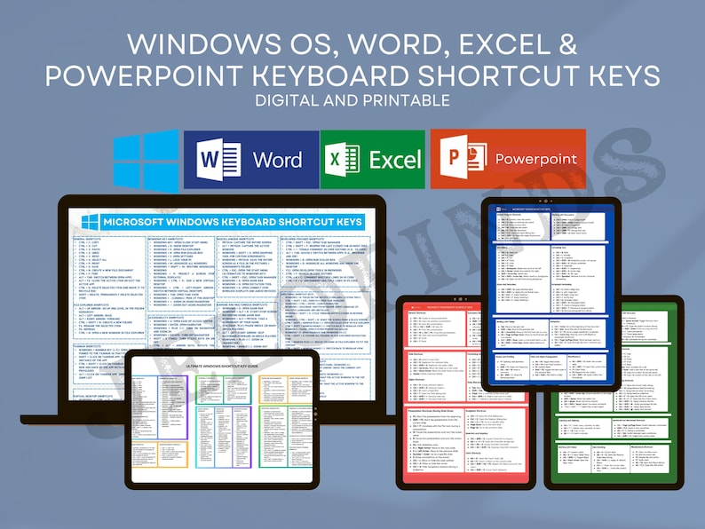Bundle Microsoft Windows + Word + Excel + Powerpoint Keyboard Shortcuts | Digital Download ...
