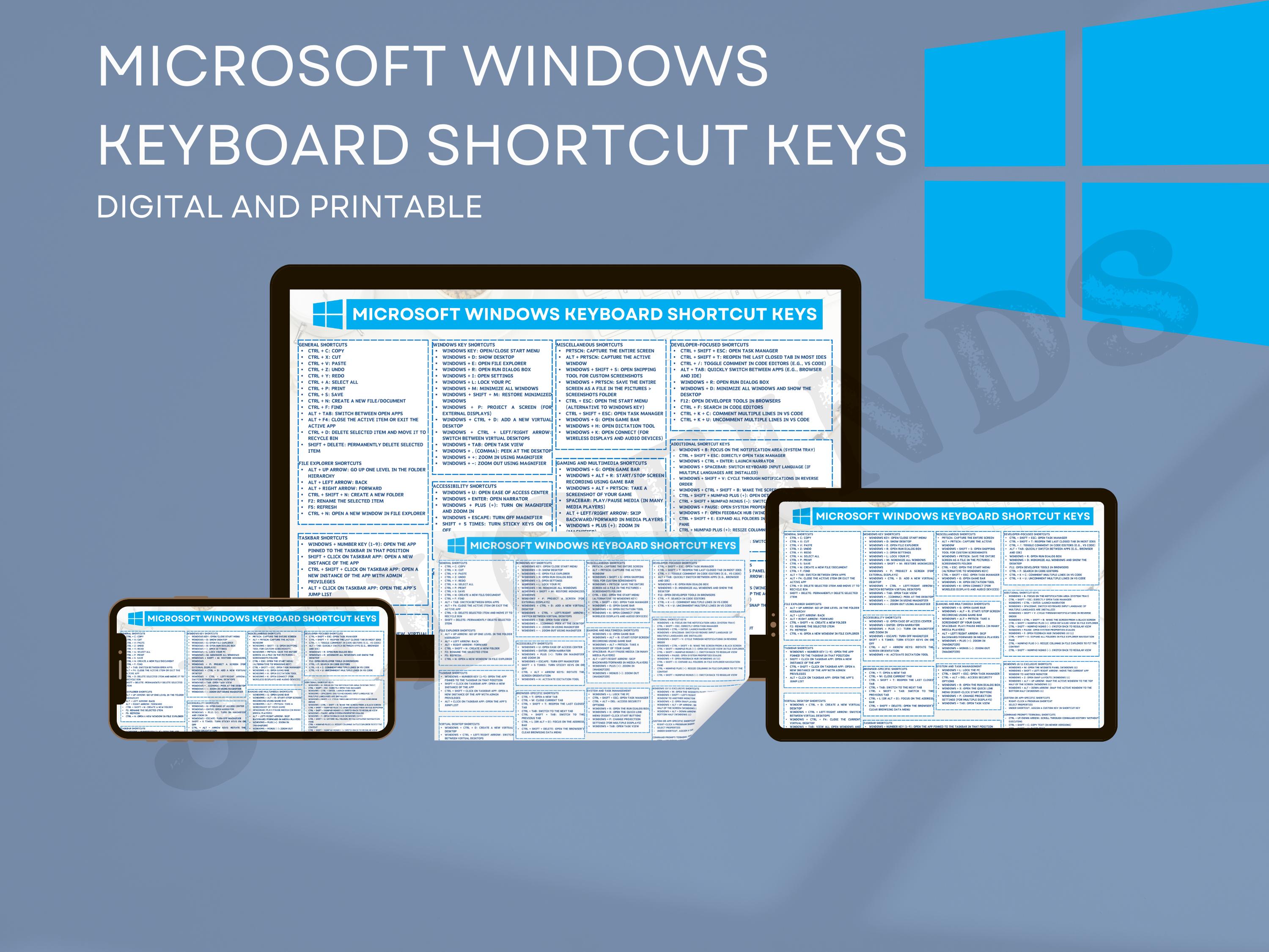 Bundle Microsoft Windows + Word + Excel + Powerpoint Keyboard Shortcuts ...