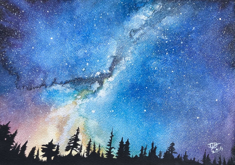 Watercolour Galaxy Art Print - Etsy