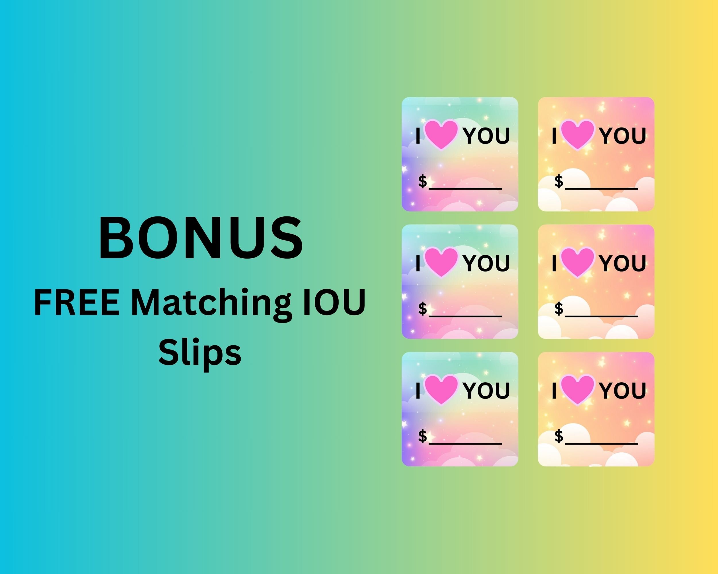 Rainbow Cash Trackers FREE IOU Slips Printable Insert cash Envelope ...