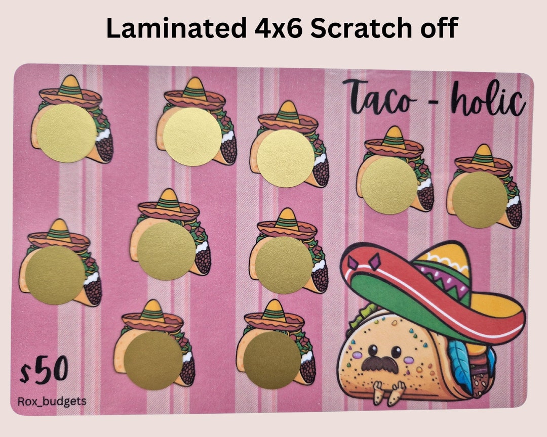 Taco Tuesday Scratch off Savings Challenge | 4x6" | Physical Item - Etsy